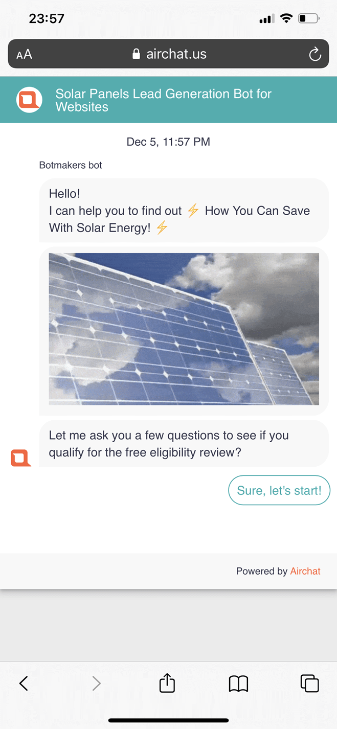 Solar Panels Lead Generation Bot for Websites - Botmakers